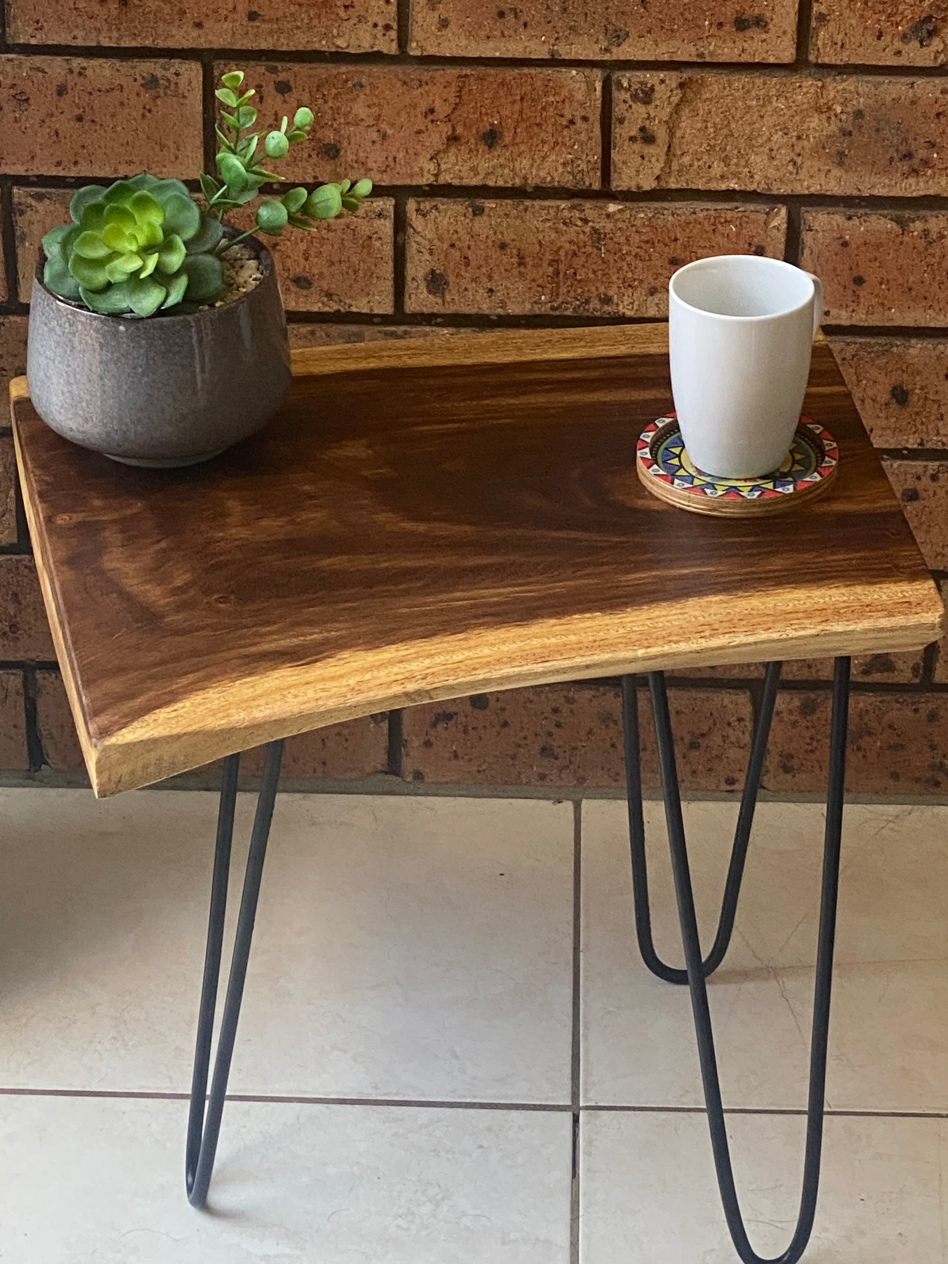 Buy Bedside Table- Live Edge natural Wooden Side Table / Corner Table ...