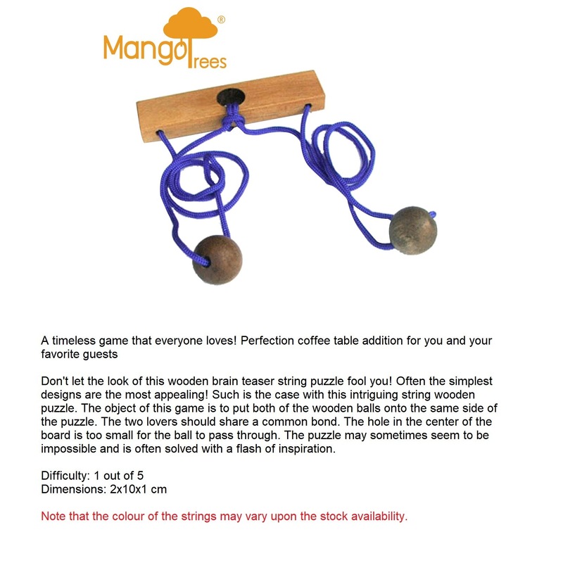 Buy Brain teaser String 3D puzzle, Love Test strings challenge, wood ...