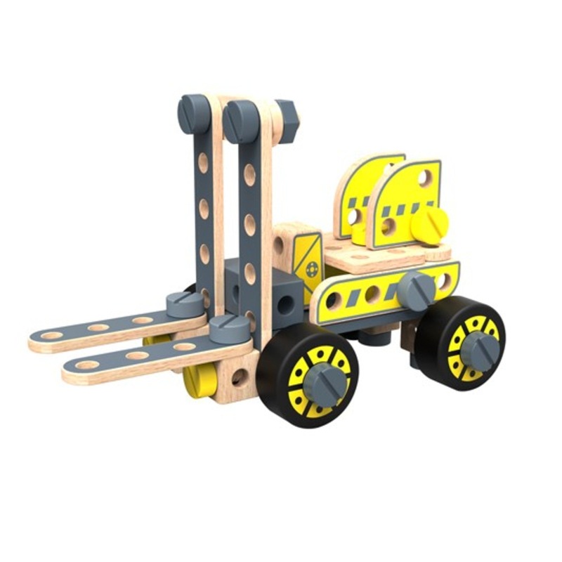 Buy DIY wooden model kit Forklift roller and excavator in kit with ...