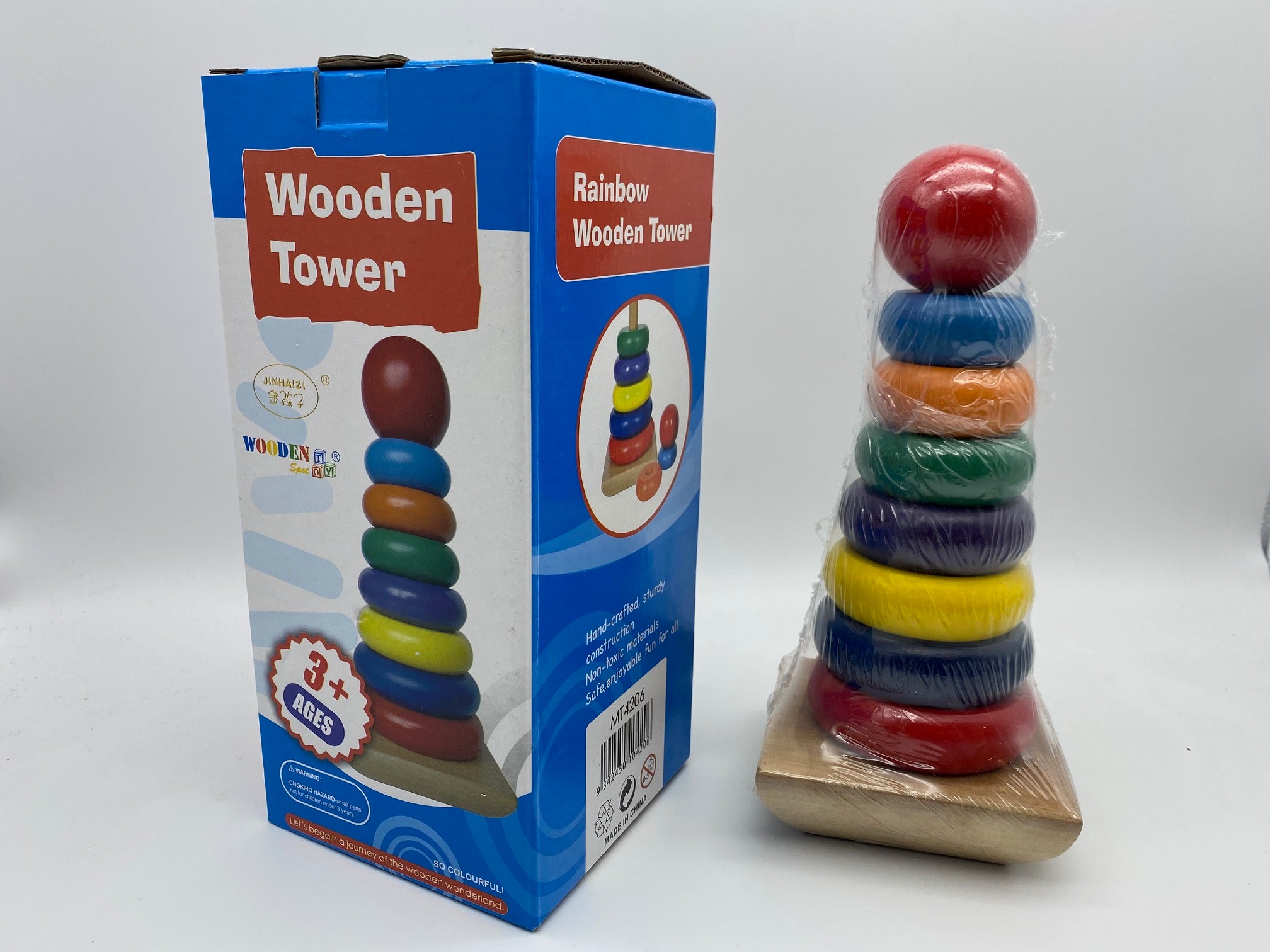 Buy Wooden Toy Rainbow Tower shapes Stacker-multi colour - MyDeal Australia