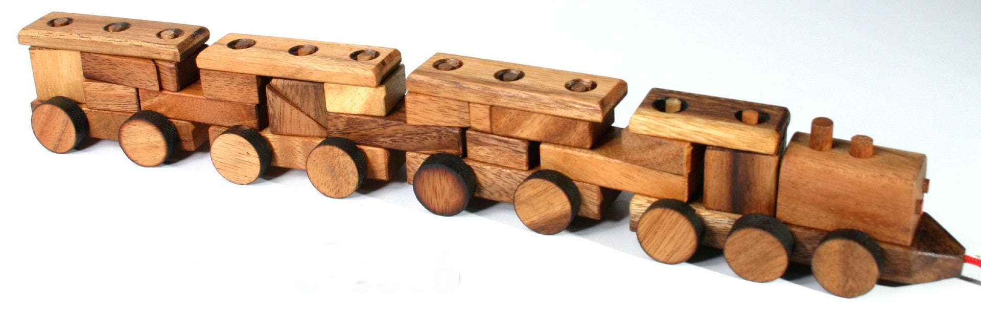 Buy Wooden Train 3 carriages 20 wooden puzzle shapes with pull along ...