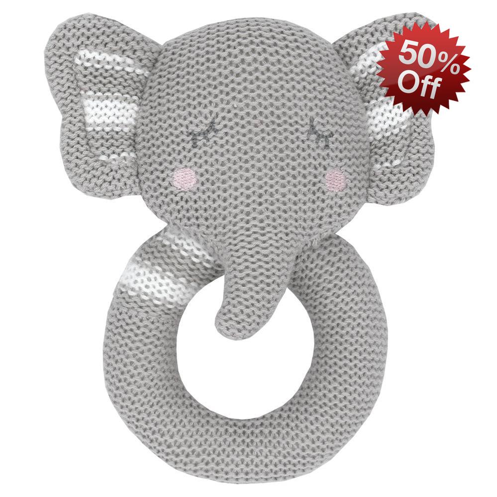 Buy Living Textiles - Eli the Elephant Knitted Rattle - MyDeal Australia