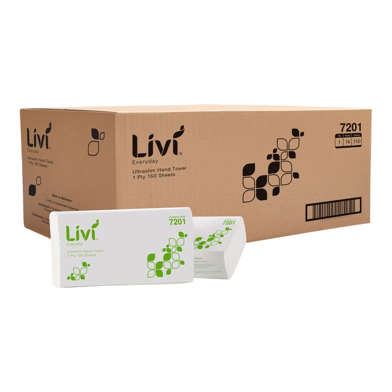 Buy Livi Basics Ultraslim Paper Hand Towels 1 ply 150 sheets x 16 - MyDeal