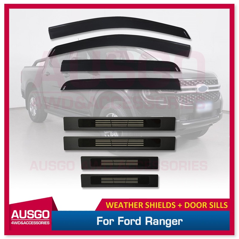 Buy Injection Weather Shields + Scuff Plate Door Sill Protector BLACK ...