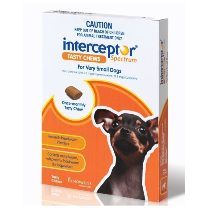 Interceptor Wormer - Very Small Dog Up to 4kg - 6pk - MyDeal