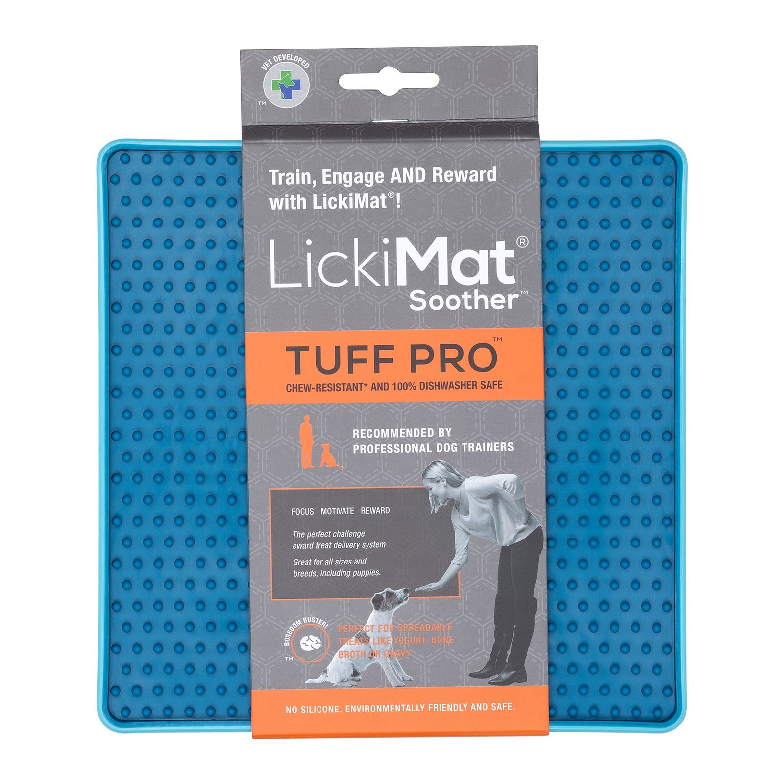 Buy LickiMat Soother PRO Tuff Slow Food Licking Mat for Dogs - Blue ...