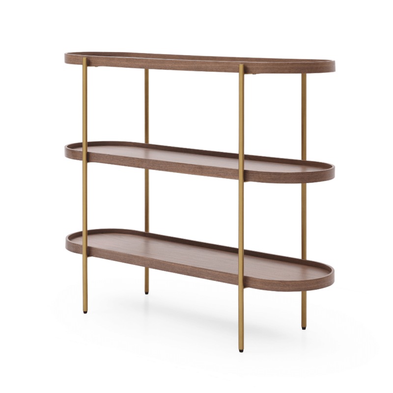 Buy Cleo 3 Tier Shelf 120cm x 80cm Bookcase/Console Walnut Gold or ...
