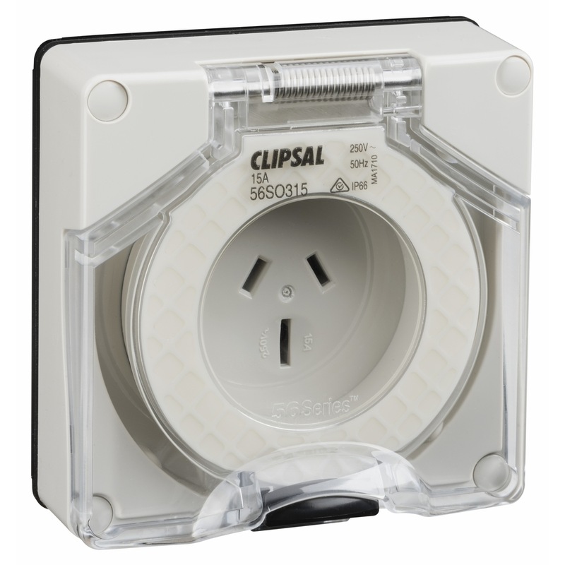 Buy Clipsal 56 Series Flat 3 Pin 15A Wall Socket Less Enclosure Grey ...