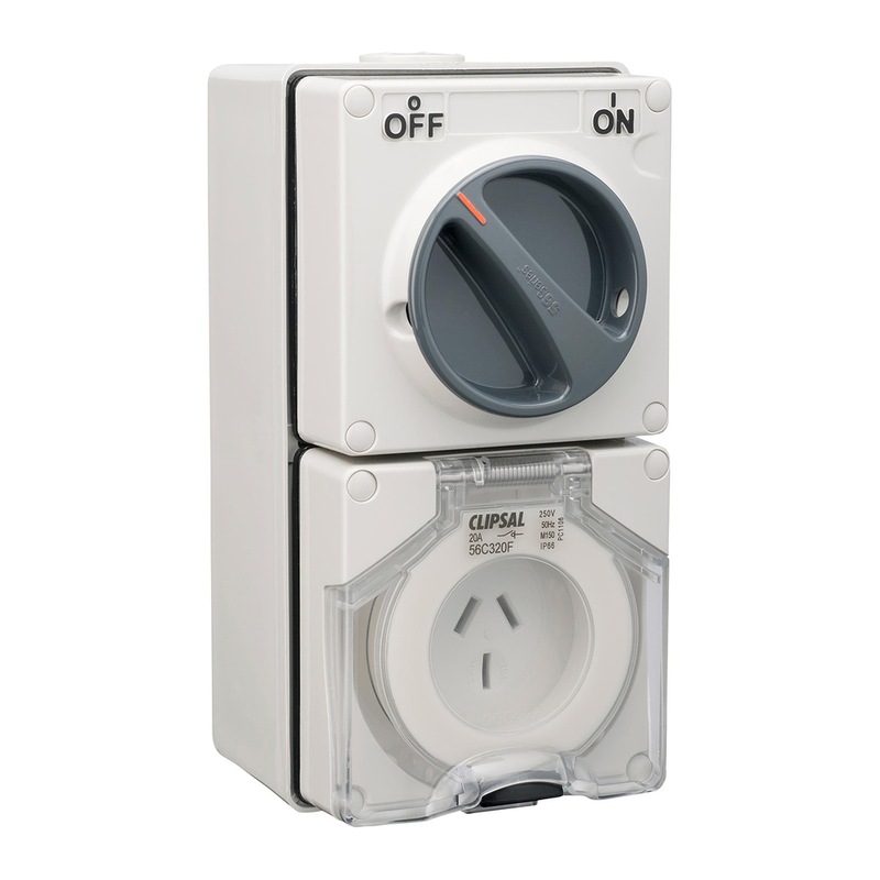 Buy Clipsal 56 Series Flat 3 Pin 20A Switched Socket Grey - MyDeal