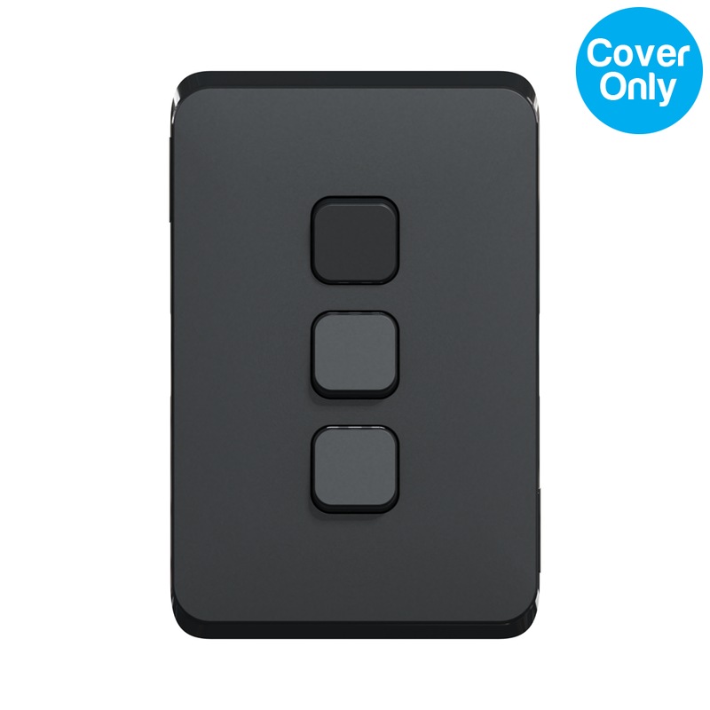 Buy Clipsal Iconic 3 Gang Switch Skin Solid Edge Black - MyDeal