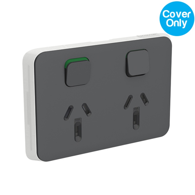 Buy Clipsal Iconic Double Powerpoint 10A Skin Anthracite - MyDeal