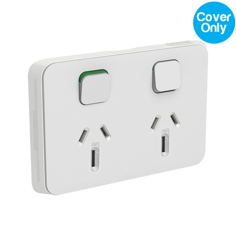 Buy Clipsal Iconic Double Powerpoint 15A Skin Cool Grey - MyDeal