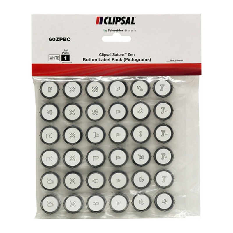 Buy Clipsal Saturn ZEN Button Label Kit White - MyDeal