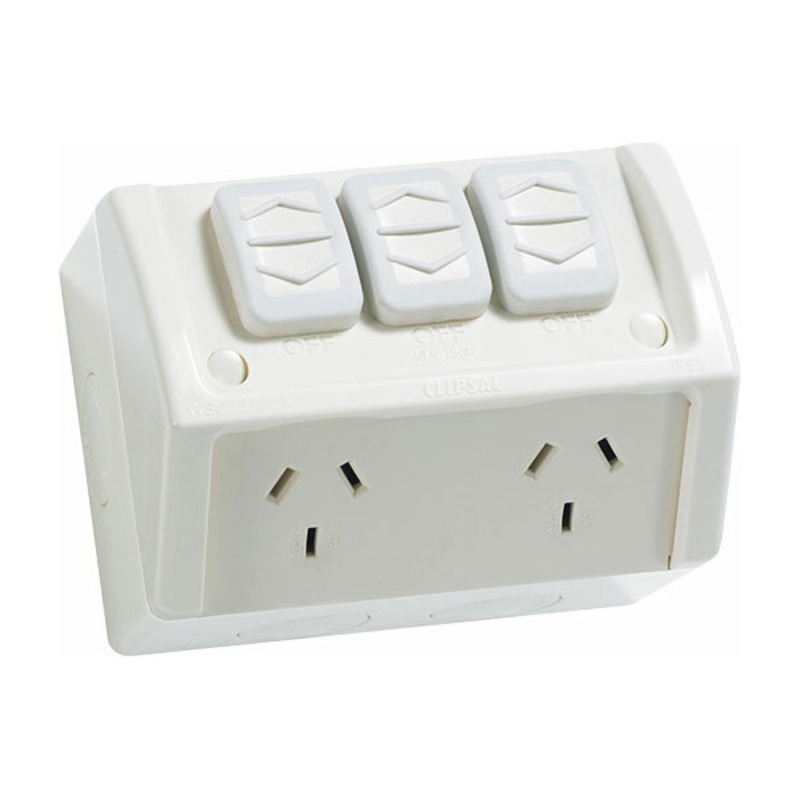 Buy Clipsal Weathershield Double Weatherproof Powerpoint + Extra Switch ...