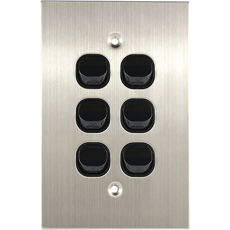 Buy Connected Switchgear Stainless Steel 6 Gang Light Switch Black - MyDeal