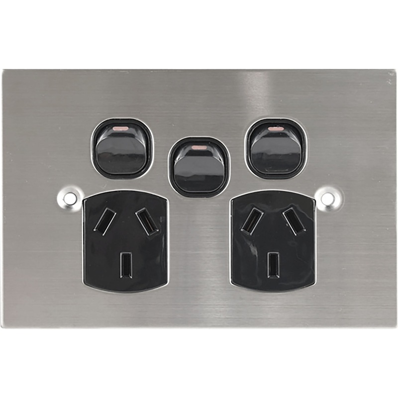 Buy Connected Switchgear Stainless Steel Double Powerpoint + Extra ...
