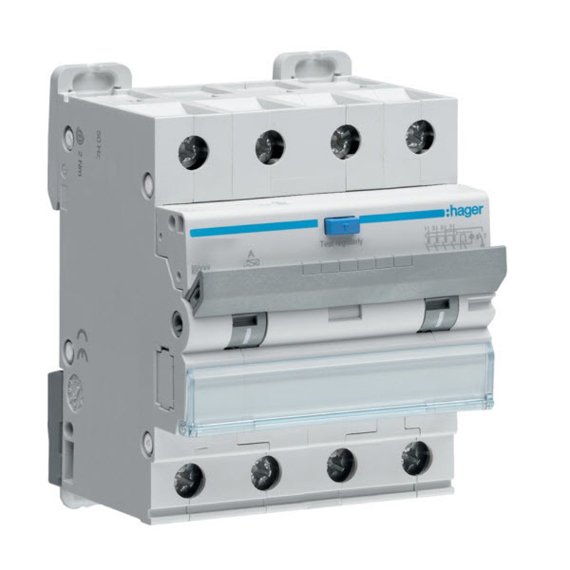 Buy Hager 3 Phase RCBO 4P 6kA - MyDeal