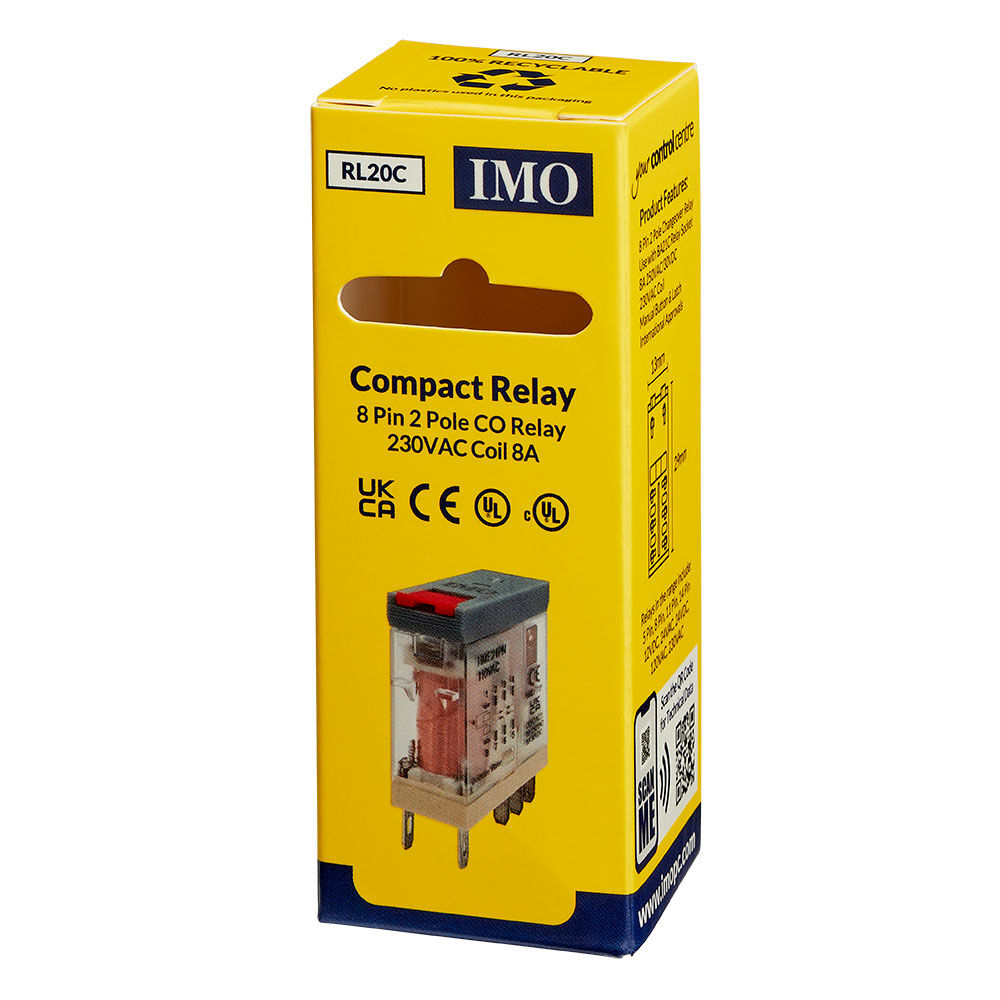Buy IMO Compact Relay - 8 Pin 2P Changeover - 8A 230V AC Coil ...