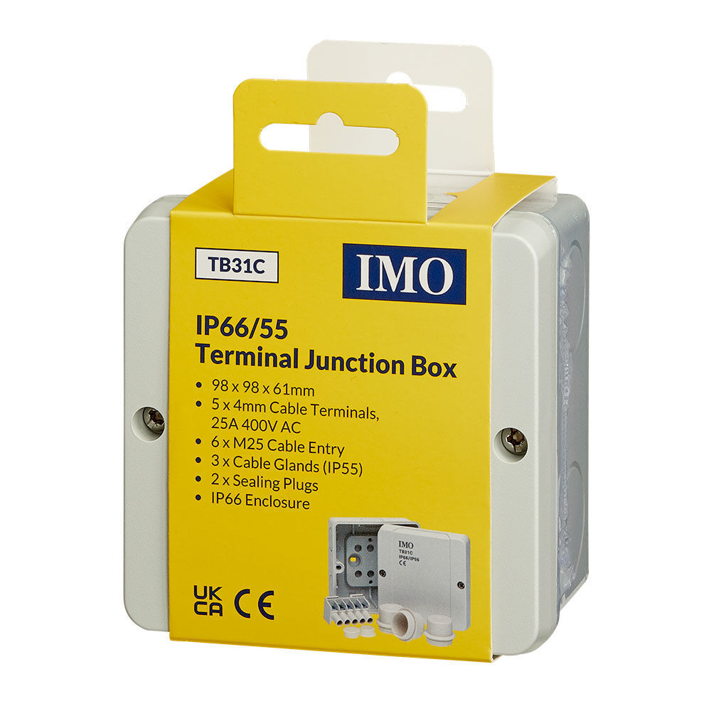 Buy IMO Terminal Junction Box - 98x98x61mm IP66 Grey - MyDeal Australia