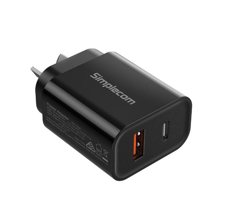 Buy Simplecom CU220 Dual Port PD 20W Fast Wall Charger USB-C + USB-A ...