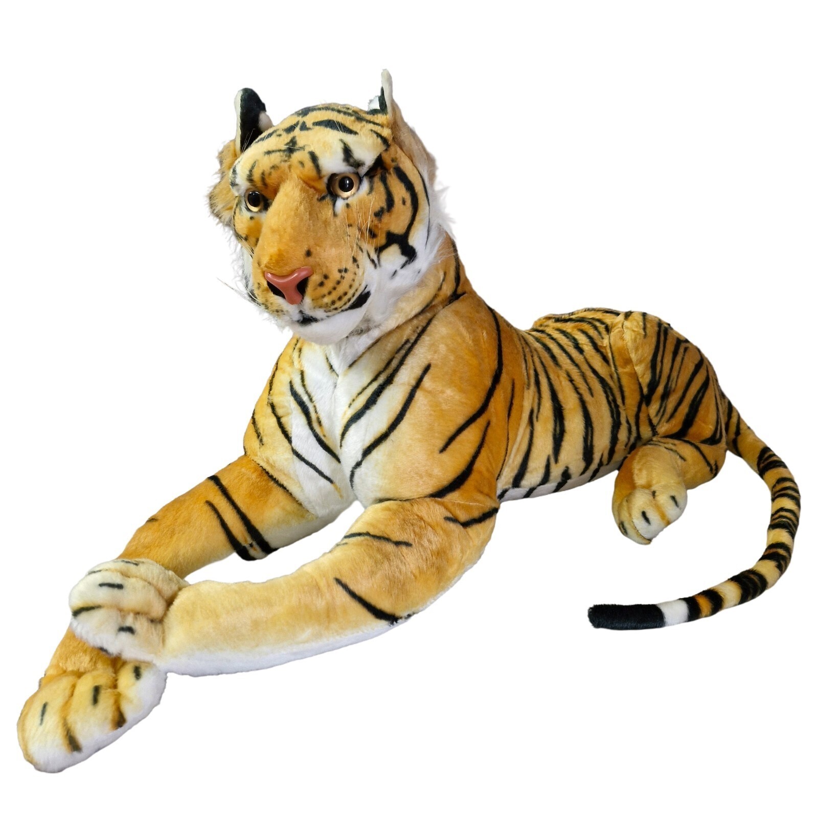 Buy Golden Brown Tiger JUMBO Laying Born Wild Plush Soft Toy Elka ...