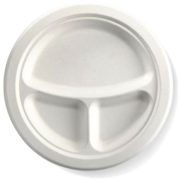 Buy 125 Pack - 3 Compartment Plates Heavy Duty & Biodegradable - MyDeal ...