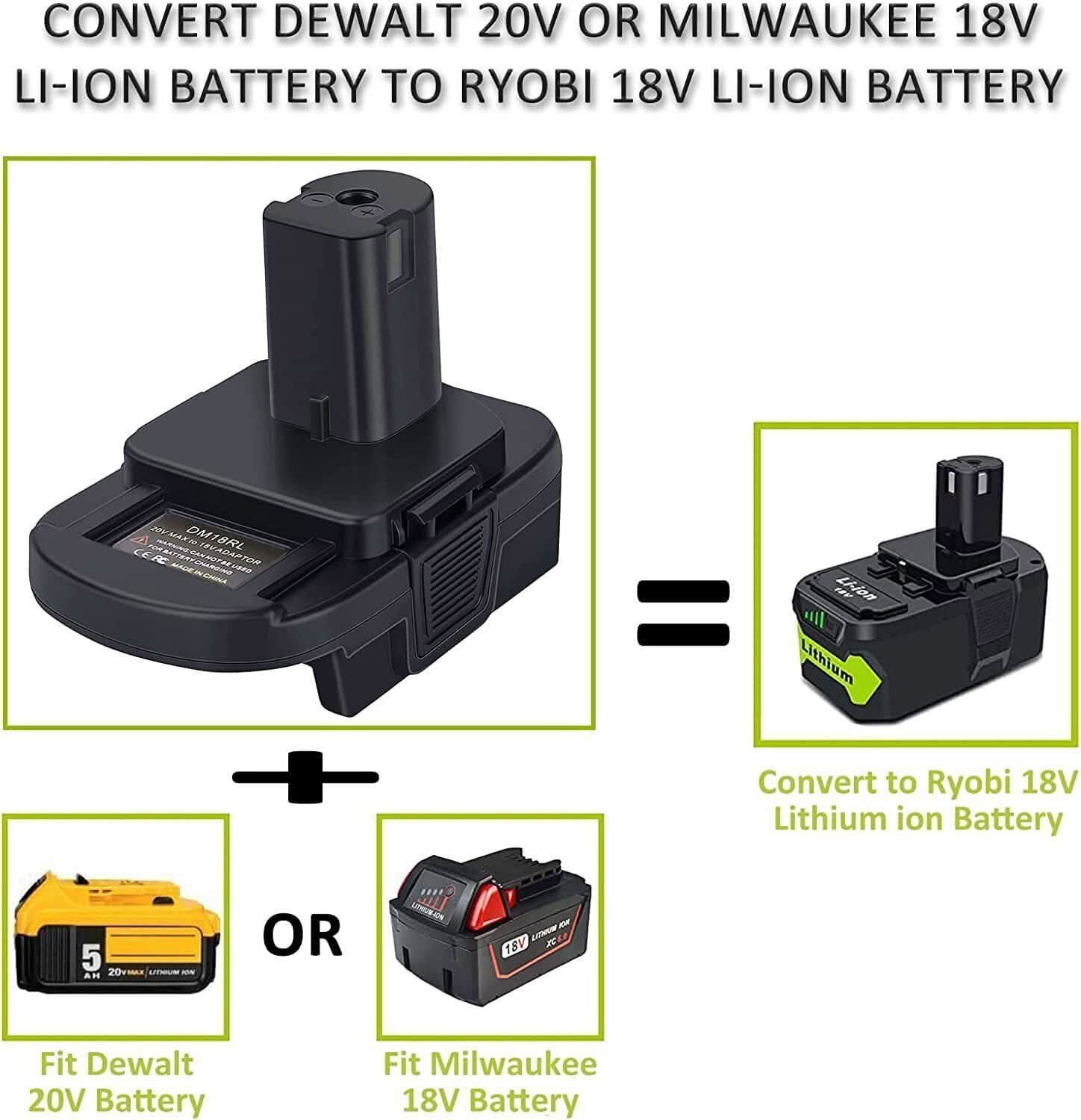 Ryobi Battery Converter USB Battery Adapter - Converts Dewalt 20V ...