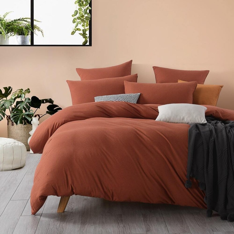 Buy Jersey Quilt Cover Set Rust - MyDeal
