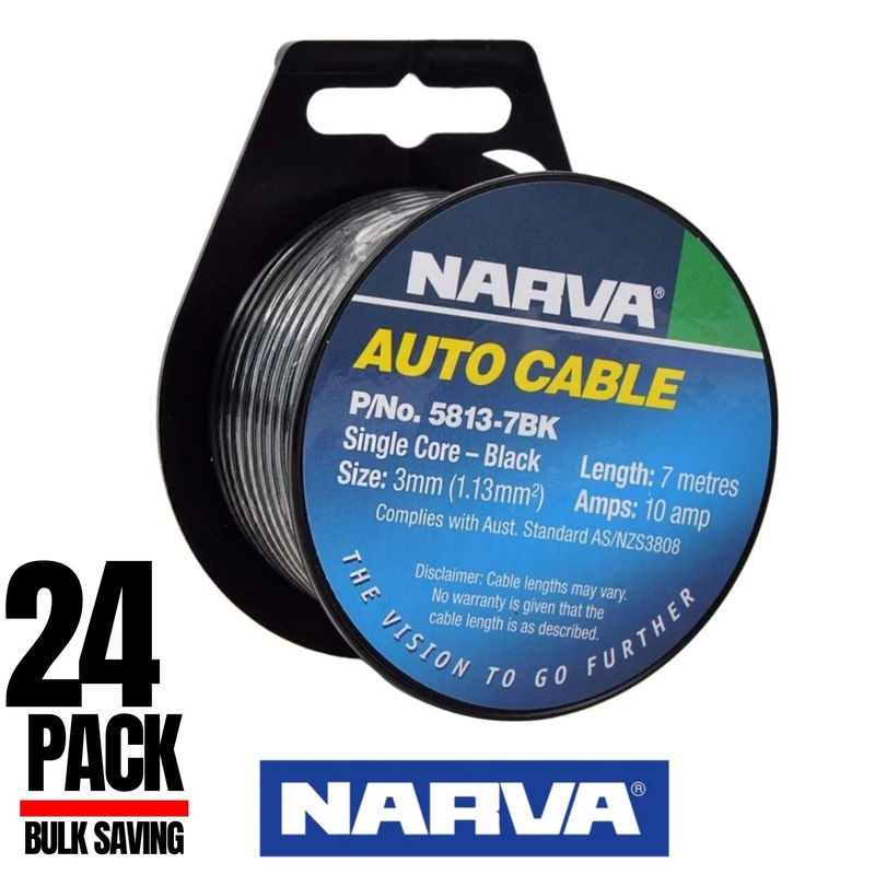 Buy (24 PACK) Narva 10A 3mm Black Single Core Cable (7M) - 5813-7Bk - MyDeal