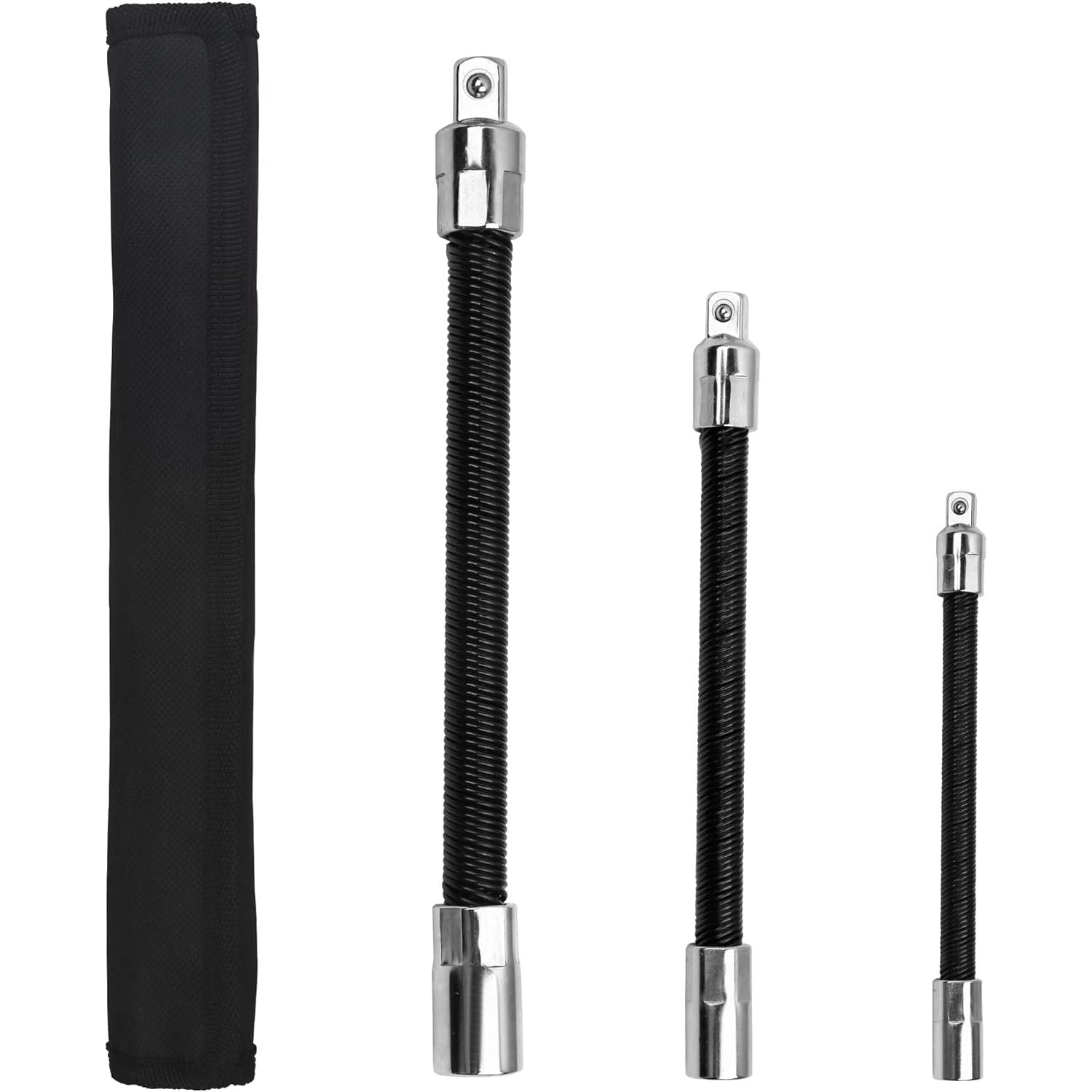 Buy 3-PIECE Flexible Socket Extension Bar Set 1/2" 1/4" 3/8" Shaft ...