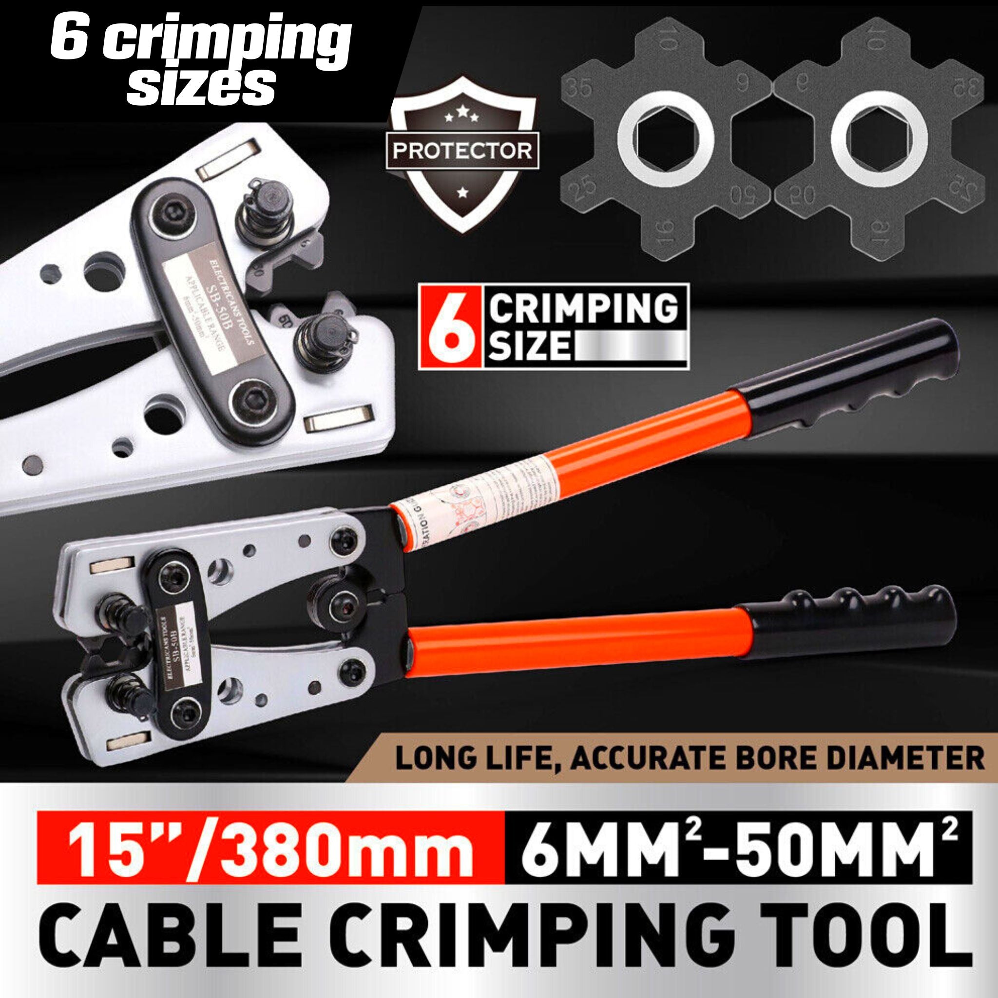 Buy 6-50 mm2 Wire Crimper Cable Crimp Electric Tube Crimping Hand Tool ...