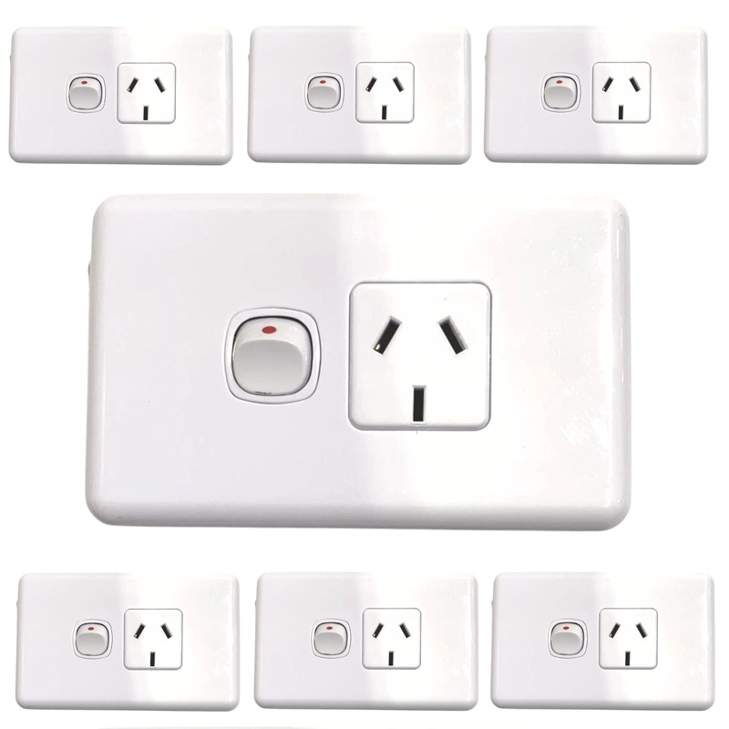Buy (10 PACK) SINGLE POWERPOINT 10AMP HORIZONTAL SINGLE SWITCH SOCKET ...