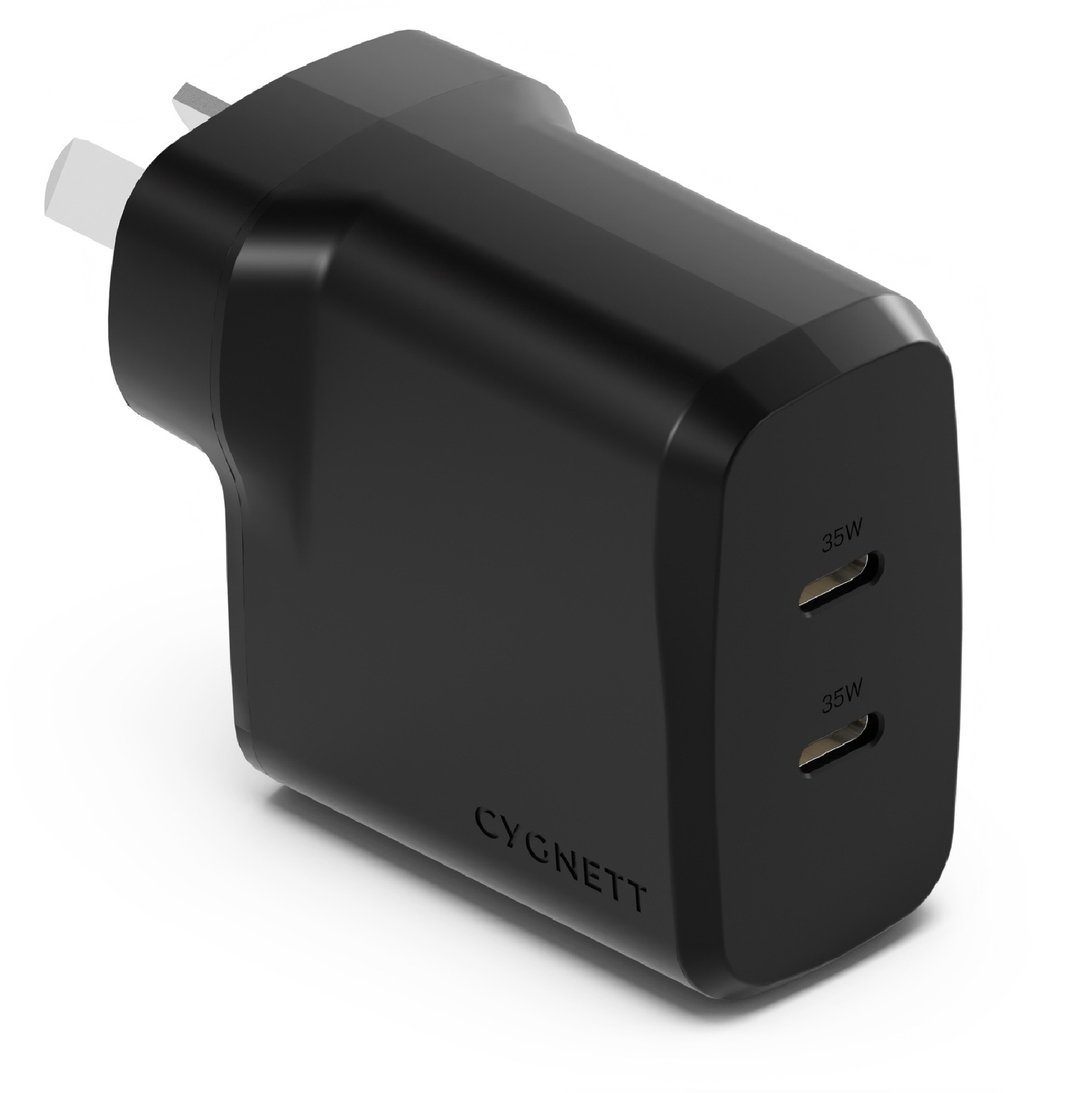Buy Cygnett PowerPlus 35W Dual Port USB-C PD Fast Wall Charger -Black ...