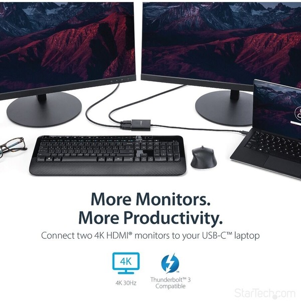 Buy StarTech.com USB-C to Dual HDMI Adapter, USB Type-C Multi-Monitor ...