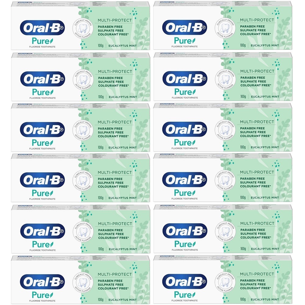 Buy 12 x Oral B Pure Toothpaste Multi Protect Eucalyptus Mint 100g ...