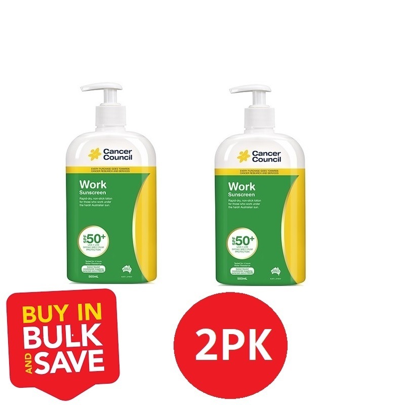 Buy 2 x Cancer Council Sunscreen Work SPF+ 50 200mL - MyDeal Australia