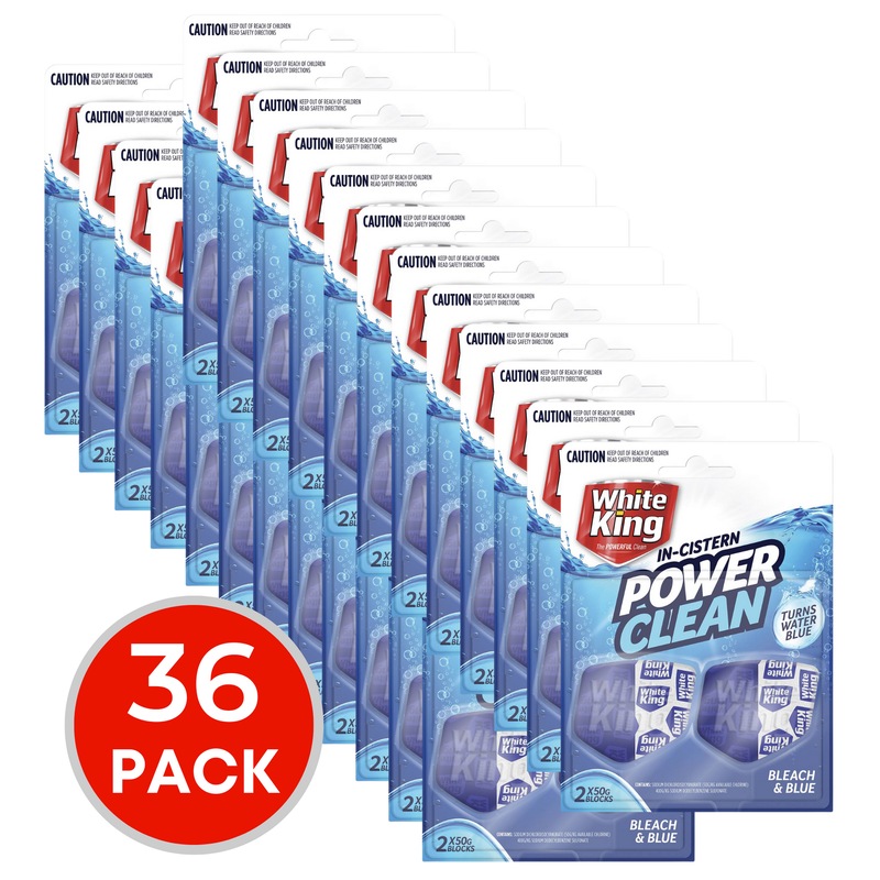 Buy 36 x White King Power Clean In Cistern Bleach & Blue 2 Pack x 50g (72 x 50g blocks) - MyDeal