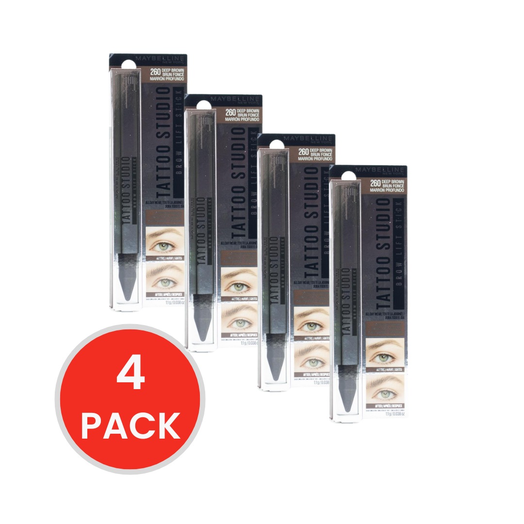 Buy Maybelline Tattoo Studio Brow Lift Stick 260 Deep Brown (4x Pack ...