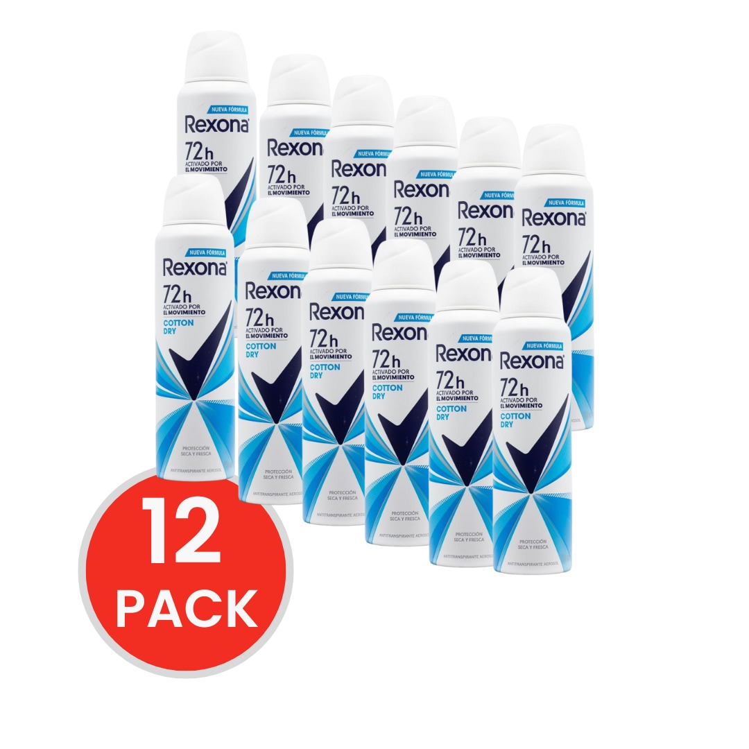 Buy REXONA 150mL / 89g ANTIPERSPIRANT 72H COTTON DRY (12x Pack) - MyDeal Australia