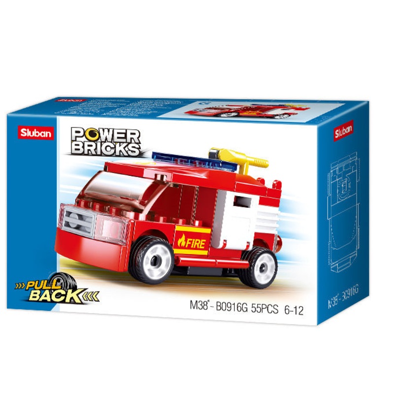 Buy Power Bricks Pull Back Fire truck 55 pcs - MyDeal