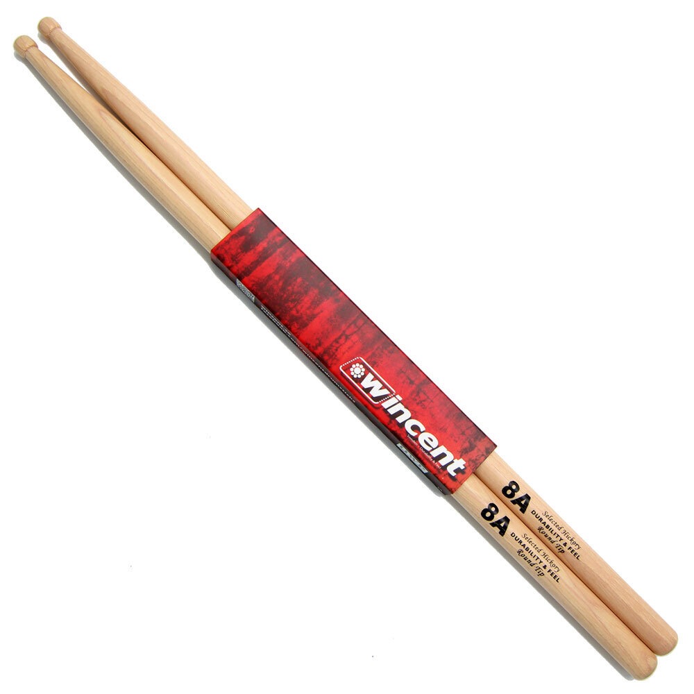 Buy Wincent USA Hickory Round Wood Tip 8A Drum Sticks (1-Pair) - MyDeal ...