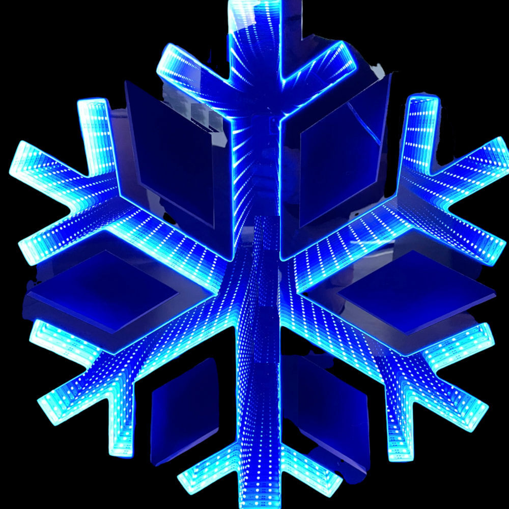 Buy Infinity LED Mirror Light Hanging Snowflake Large Blue 60cm ...