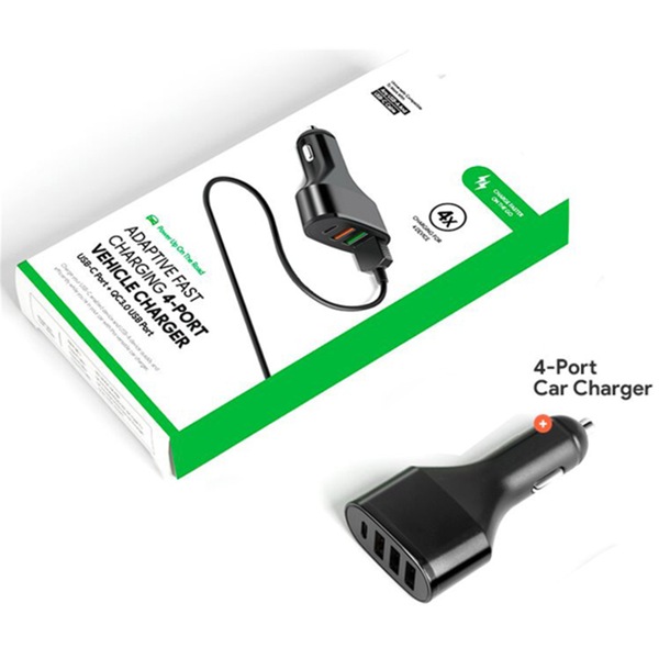 Buy KFD Universal 4-Ports Car Charger Input 12-24V Total 51W - 18W QC3 ...