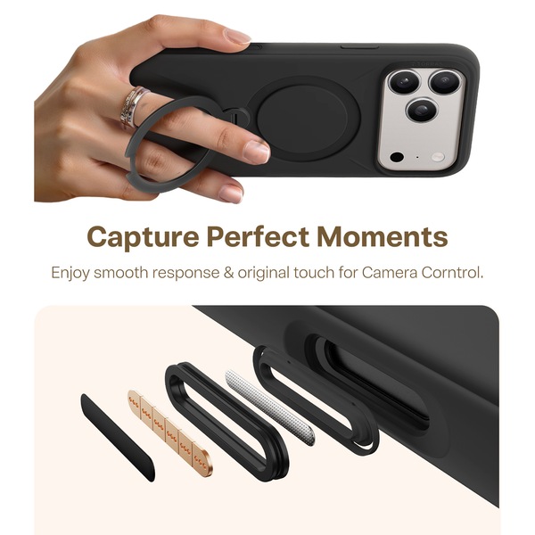 Buy Torras iPhone 17 Pro (6.3") 2025 Ostand Spin Softune Case - Black ...