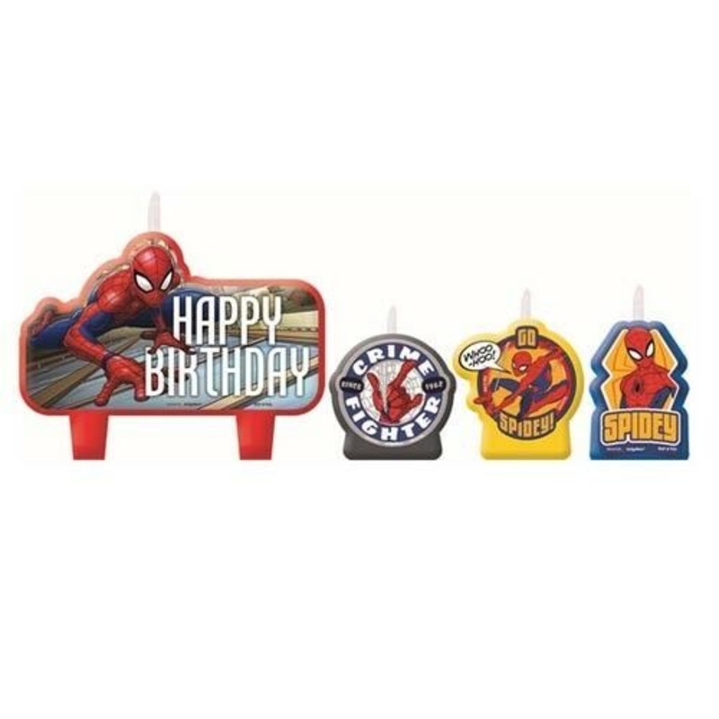 Buy Spiderman Party Supplies Webbed Wonder Candle Set 4 Piece - MyDeal