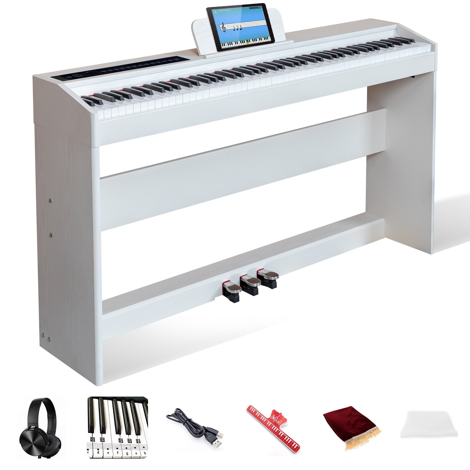 Buy Maestro MDP410WH 88-Key Compact Digital Piano Hammer Action Keys w ...