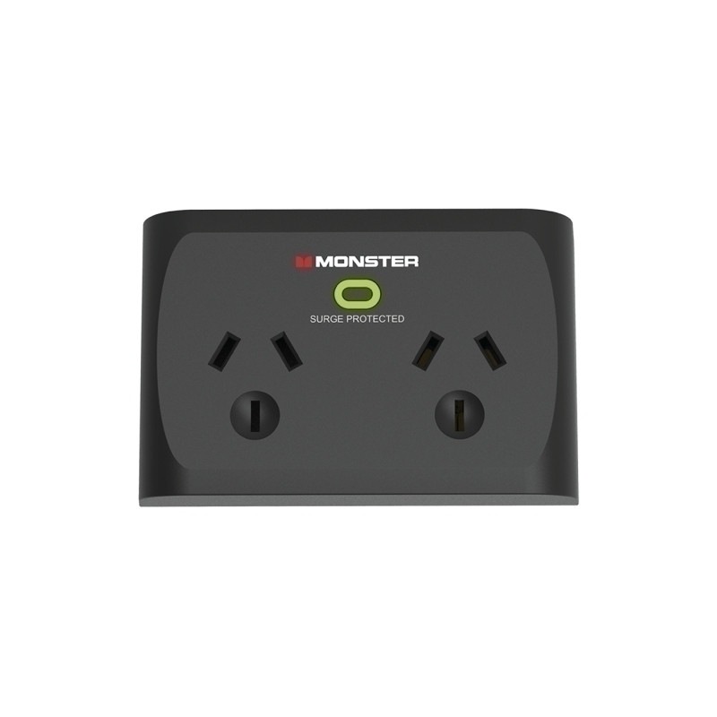 Buy Monster Dual Socket Surge Protector - Black - MyDeal Australia