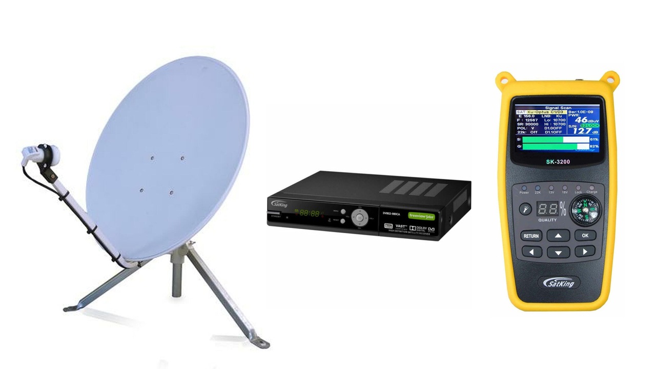 Buy Satking VAST Portable Satellite TV Dish Premium Kit (White Mobile ...