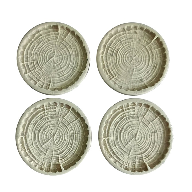 Buy Set Of 4 Silicone Coaster Mold Tree Ring Look & Texture Beige Molds ...