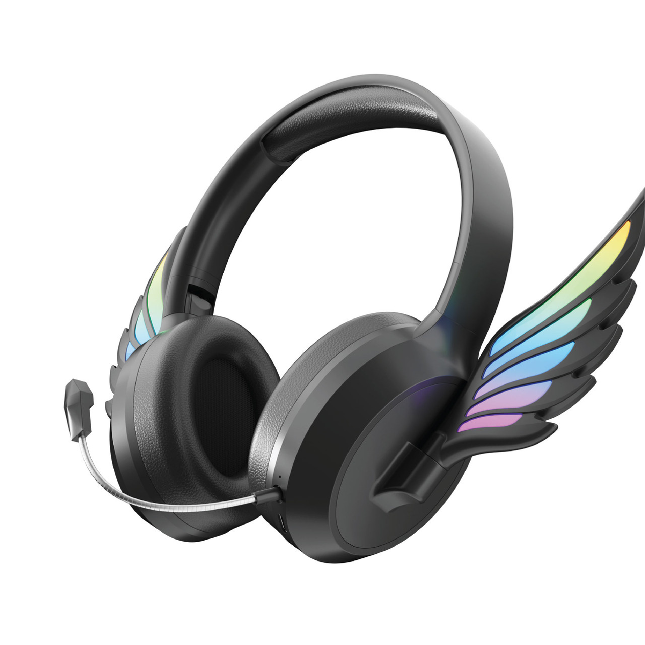 Buy Laser Angel Wings Headphones Black for Kids Wireless with Mic and ...